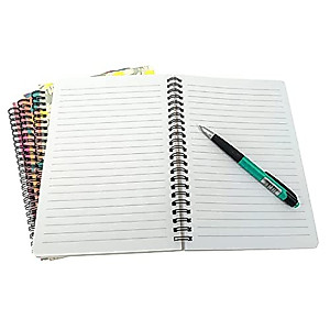 4 Pack A5 Spiral Notebook Journal,Wirebound Ruled Sketch Book Notepad Diary Memo Planner, A5 Size (8.3X5.7") & 80 Sheets (Leaf & Flower)