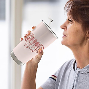 MOTERMATE Christian God is Good Pink Bow Cross 20oz Travel Coffee Mug Tumbler, Christian Easter Tumbler Gifts for Women Kids, Preppy Stuff, Pink Preppy Water Stainless Steel Tumbler with Lid and Straw