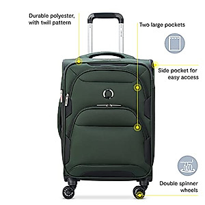 DELSEY Paris Sky Max 2.0 Softside Expandable Luggage with Spinner Wheels, Green, Checked-Medium, 24 Inch