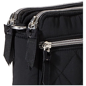 Vera Bradley Women's Performance Twill RFID Medium Triple Compartment Crossbody Purse, Black, One Size