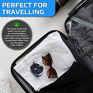 Toothbrush Adaptor Plug UK Charger Adapter Shaver Socket 2 Pin to 3 Pin Electric Converter for Razor Plugs Bathroom Two to Three Prong Charging Tooth Brush Plugs Adapters Electrical Shaving (Black)