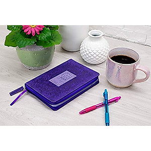 Hope Fill with Joy Purple Paisley 10 x 7 Vegan Leather Zippered Bible Cover with Handle, Large