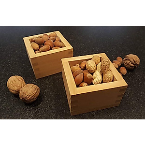 EDOYA Hinoki Wood Sake Cups (Set of 2) Japanese Box Masu with Japanese Lucky Brand (Good Luck)