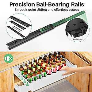 Pull Out Cabinet Organizer Fixed With Adhesive Nano Film,Heavy Duty Storage and Organization Slide Out Pantry Shelves Sliding Drawer Pantry Shelf for Kitchen 15.8"W x 16.9"D x 3.1"H(1PC)