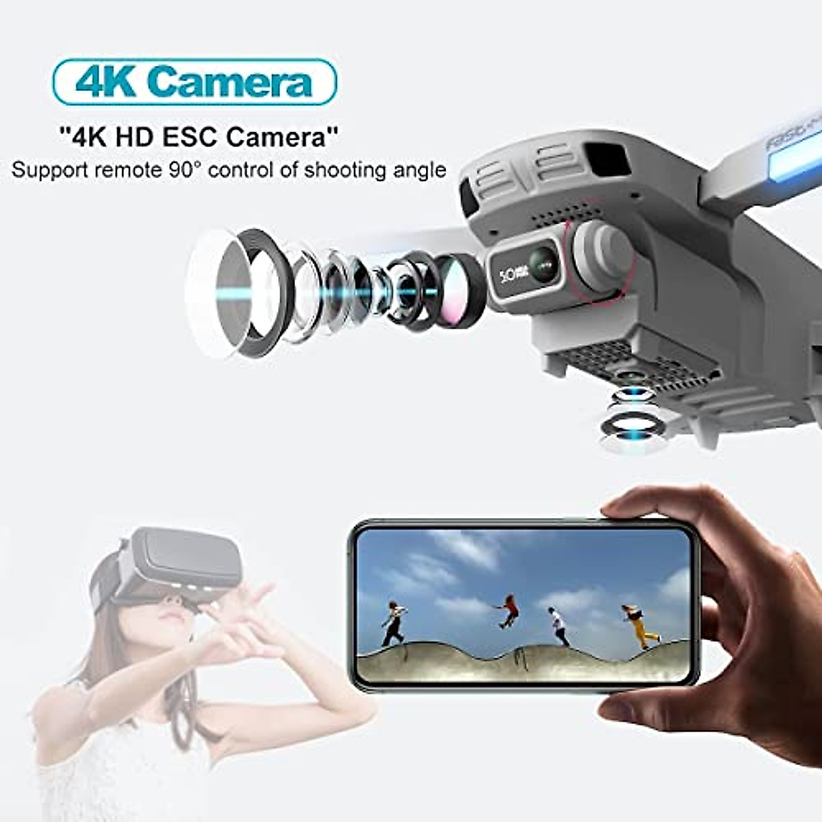 4DRC F8 GPS Drone with 4K Camera for Adults,5G FPV Live Video RC Quadcopter,Brushless Motor Drone for beginners, with Auto Return Home, Follow Me,Waypoint Fly,2 Batteries,Carrying Case