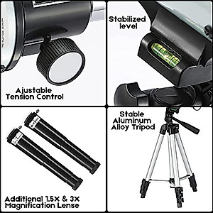 Telescope for Beginners and Kids with Tripod Moon Filter,Adult Professional 70mm Aperture 300mm Refracting Telescopes,Astronomy Gifts for Kids - Travel Telescope