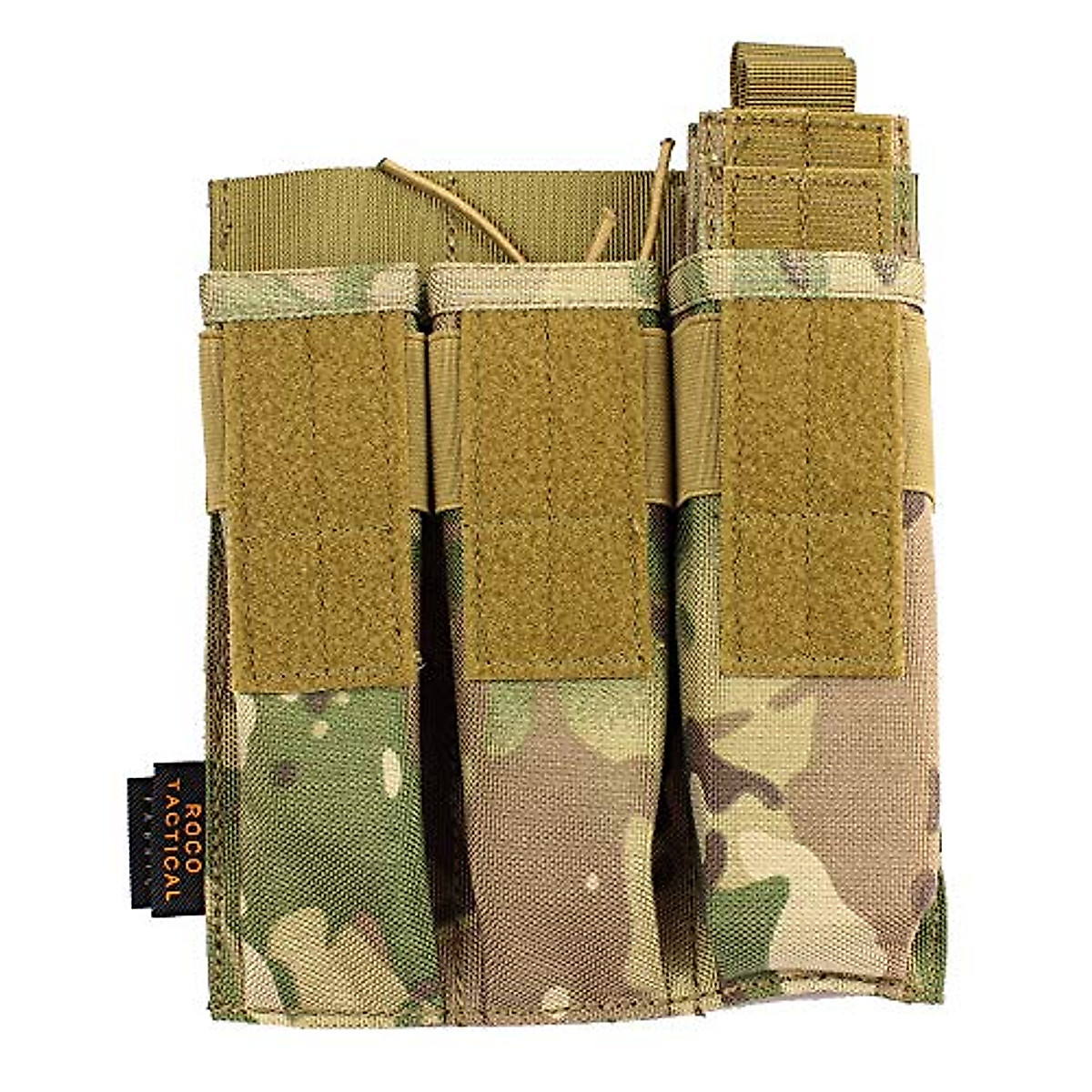 ROCOTACTICAL Tactical Molle Magazine Pouch, Open Top, Kriss Tactical Triple Mag Pouch, Molle Triple Tactical Mag Pouch (CP Multicam)