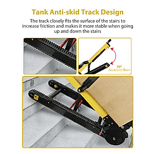 Electric Stair Climbing Hand Trucks Dolly Cart - Load 441 lb - Heavy Duty Folding Stair Climber Cart Hand Trolley - with 6 Wheels - Motor Battery Powered for Furniture Goods Moving