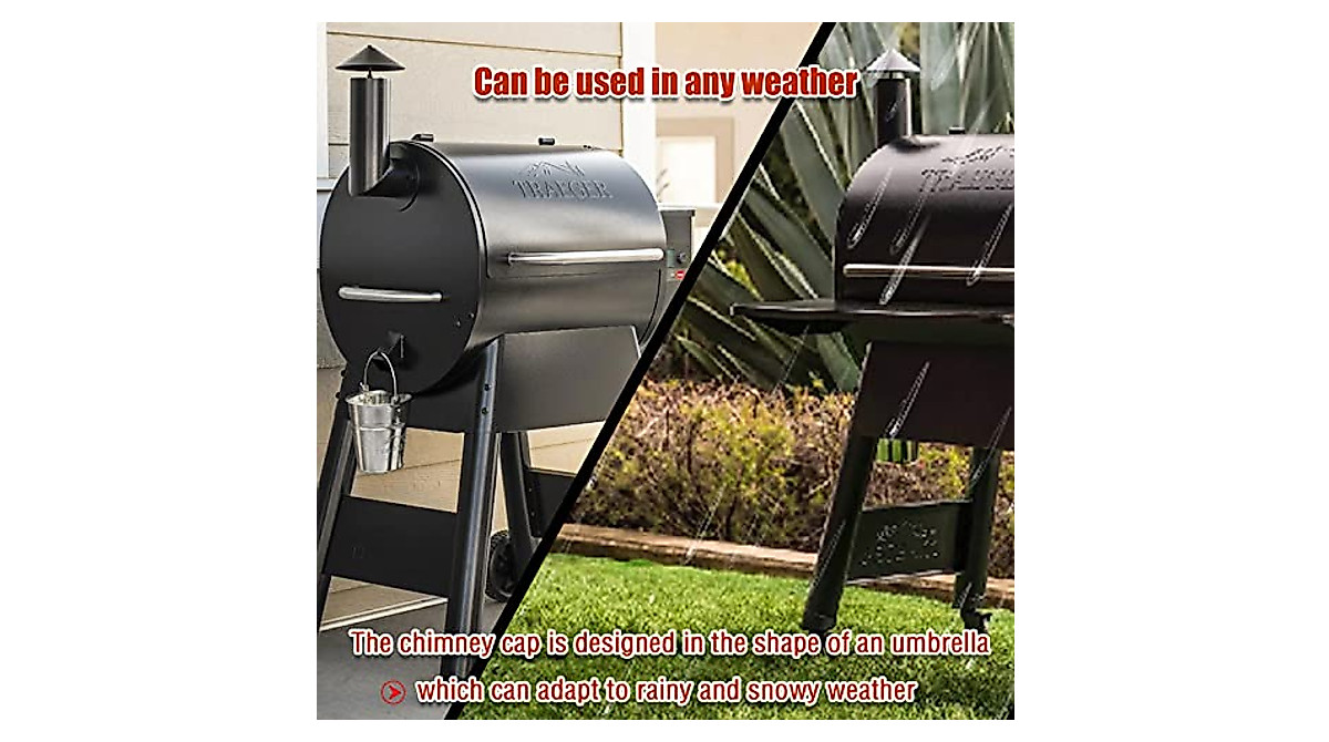 QQPOLE Replacement Chimney Cap for Pellet Grill | Weatherproof Metal Top