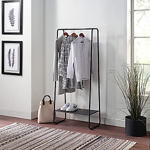 SunnyPoint Freestanding Clothes Garment Rack, Organizer Closet (BLK)