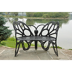 Flowerhouse FHBFB06 Butterfly Bench Patio Furniture & Accessories, Black