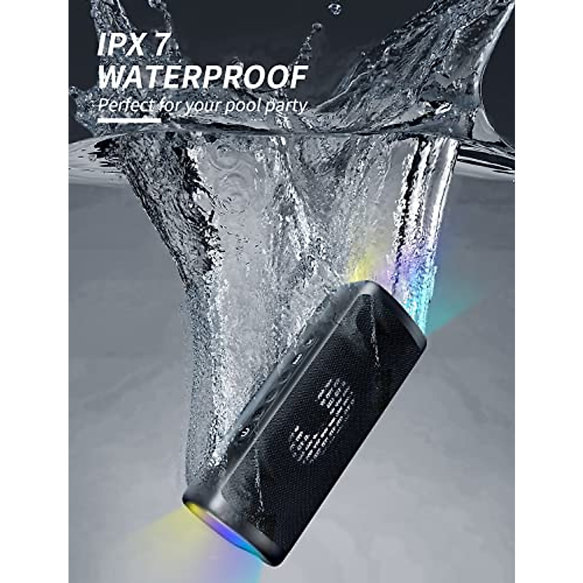 Ortizan M9 Extra BASS Wireless Bluetooth Portable Speaker, Powerful IPX7 Waterproof Outdoor Bluetooth Speaker, 30 Hours Battery, Dynamic LED Light, Wireless Stereo Pairing for Home, Party, Travel