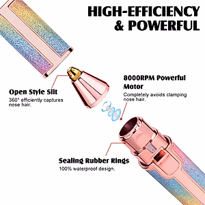 Eyebrow Trimmer & Facial Hair Removel for Women, Electric Razor and Painless Hair Remover 2 in 1 Rechargeable Built-in LED Light for Face Lips Nose Body