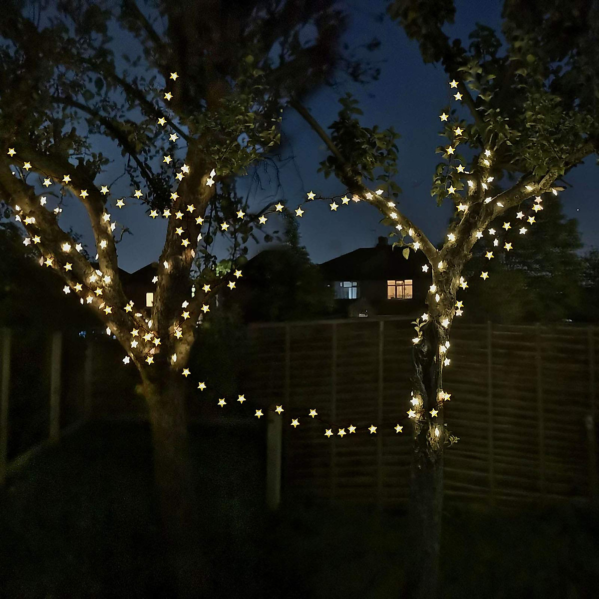 Abkshine 50ft 120 LED Solar Star Fairy Lights, Outdoor Decorative Solar String Lights, Waterproof Ambiance Lighting for Patio Deck,Camper,Gazebo,Girls Themed Room,Garden,Porch,Bush Decor,Warm White