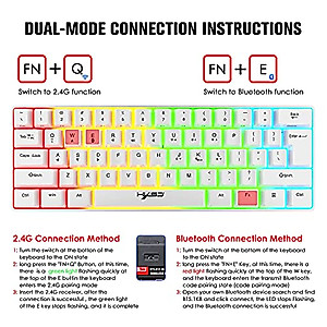 L500 Wireless Gaming Keyboard and Mouse Combo, 2200mAh Mini 61 Keys Mechanical Feeling Keyboard with Bluetooth 5.1&2.4G Wireless Dual Modes,RGB Backlit Wireless Lightweight Gaming Mouse for PC/Gamer