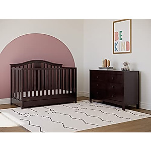 Graco Solano 5-in-1 Convertible Crib with Drawer (Espresso) – GREENGUARD Gold Certified, Crib with Drawer Combo, Includes Full-Size Nursery Storage Drawer, Converts to Toddler Bed and Full-Size Bed