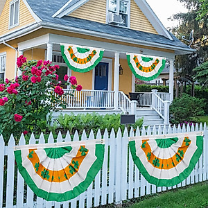 Motiloo 4PCs 3x1.5 Foot Ireland Flag,St. Patrick Day Flag Pleated Fan Flag Patriotic Flag Bunting Half Fan Banner Decoration Indoor/Outdoor