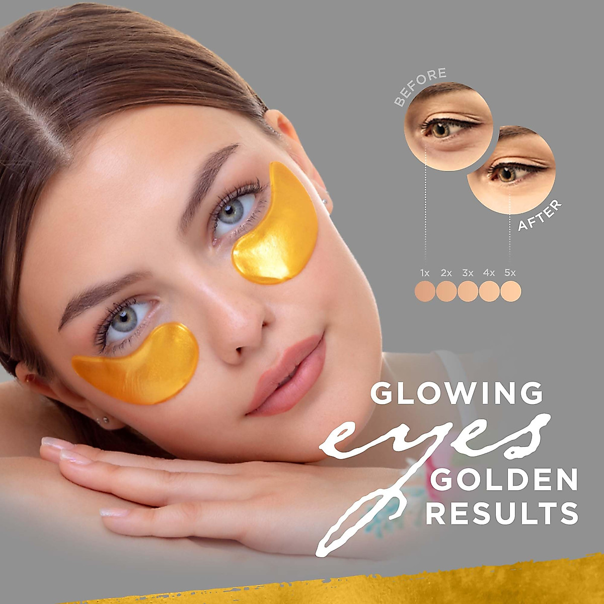 Under Eye pads - Undereye Gel Patches for Puffiness - Eye Mask for Dark Circles - Hyaluronic Acid Eye Mask- Collagen Eye Pads,24k Gold Anti Wrinkle Treatment, Hydrogel Gold Eye Patches15 Pairs