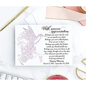 Hummingbird Personalized Sympathy Thank You Notes, Choose Your Quantity, Blue Thank You Cards Sympathy Acknowledgement with Hummingbirds, Bereavement Thank You Card with Envelopes, After Funeral Card