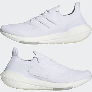 adidas Men's Ultraboost-21 Running Shoes, White/White/Grey, 10.5