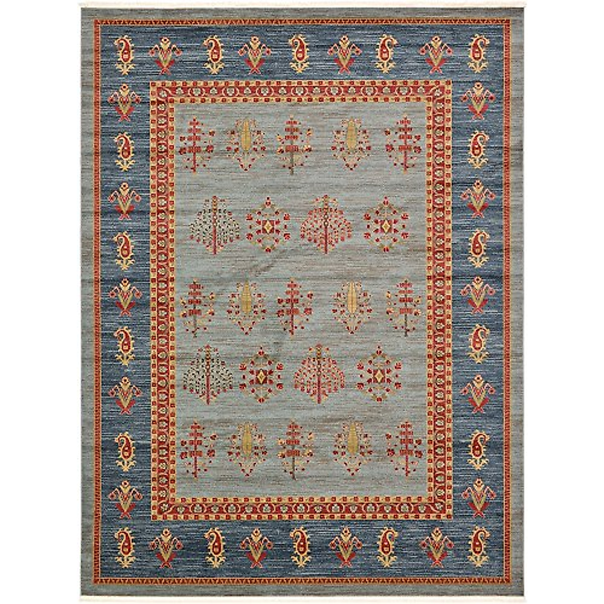 Unique Loom Fars Collection Modern Medallion Tribal Design with Natural Hues Area Rug, 9 ft x 12 ft, Light Blue/Navy Blue