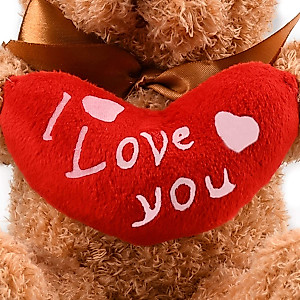 AnSun Teddy Bear 12” Plush Bear I Love You,Stuffed Bear for Girls Kids, Baby Shower/Birthday/Anniversary