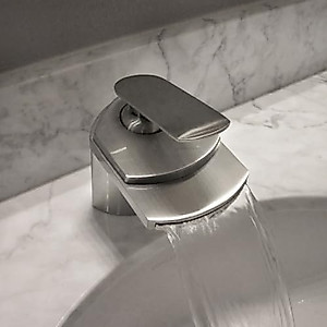 Novatto WAVE Single Lever Waterfall Lav Faucet, Brushed Nickel