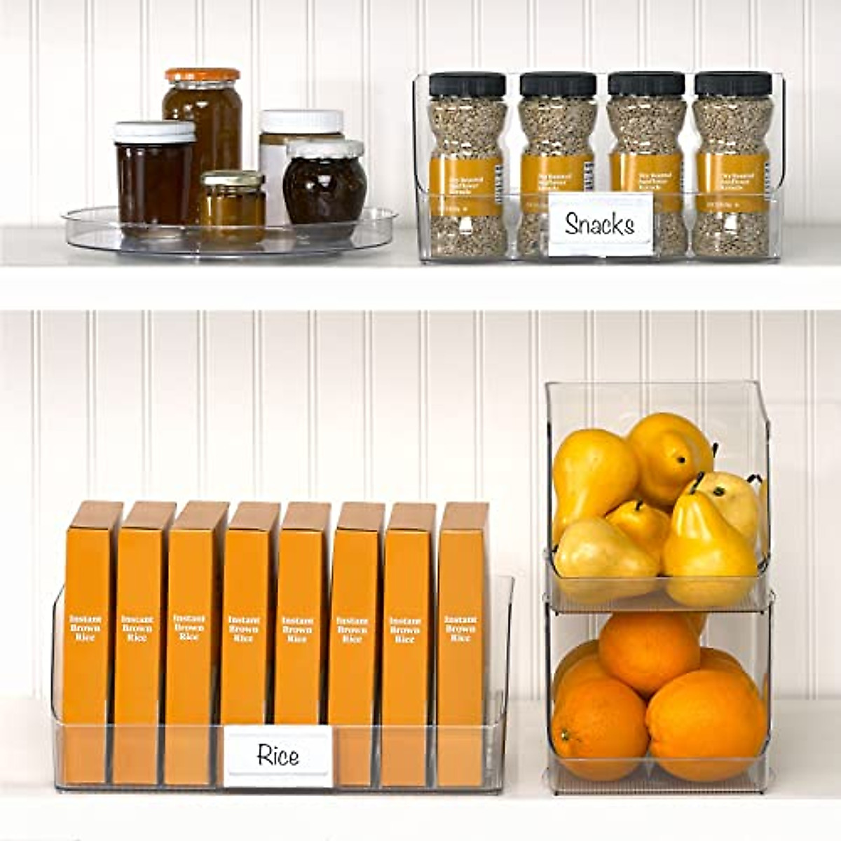 mDesign Lazy Susan Turntable Plastic Spinner for Kitchen/Bathroom, Pantry, Fridge, Cupboards, or Counter Organizing, Fully Rotating Organizer for Food, 11.5" Round - Lumiere Collection - 2 Pack, Clear