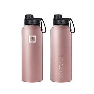 IRON °FLASK Sports Water Bottle - 40 Oz 3 Lids (Wide Spout Lid), Leak Proof - Stainless Steel Gym & Sports Bottles for Men, Women & Kids - Double Walled, Insulated Thermos, Mothers Day Gifts for Mom