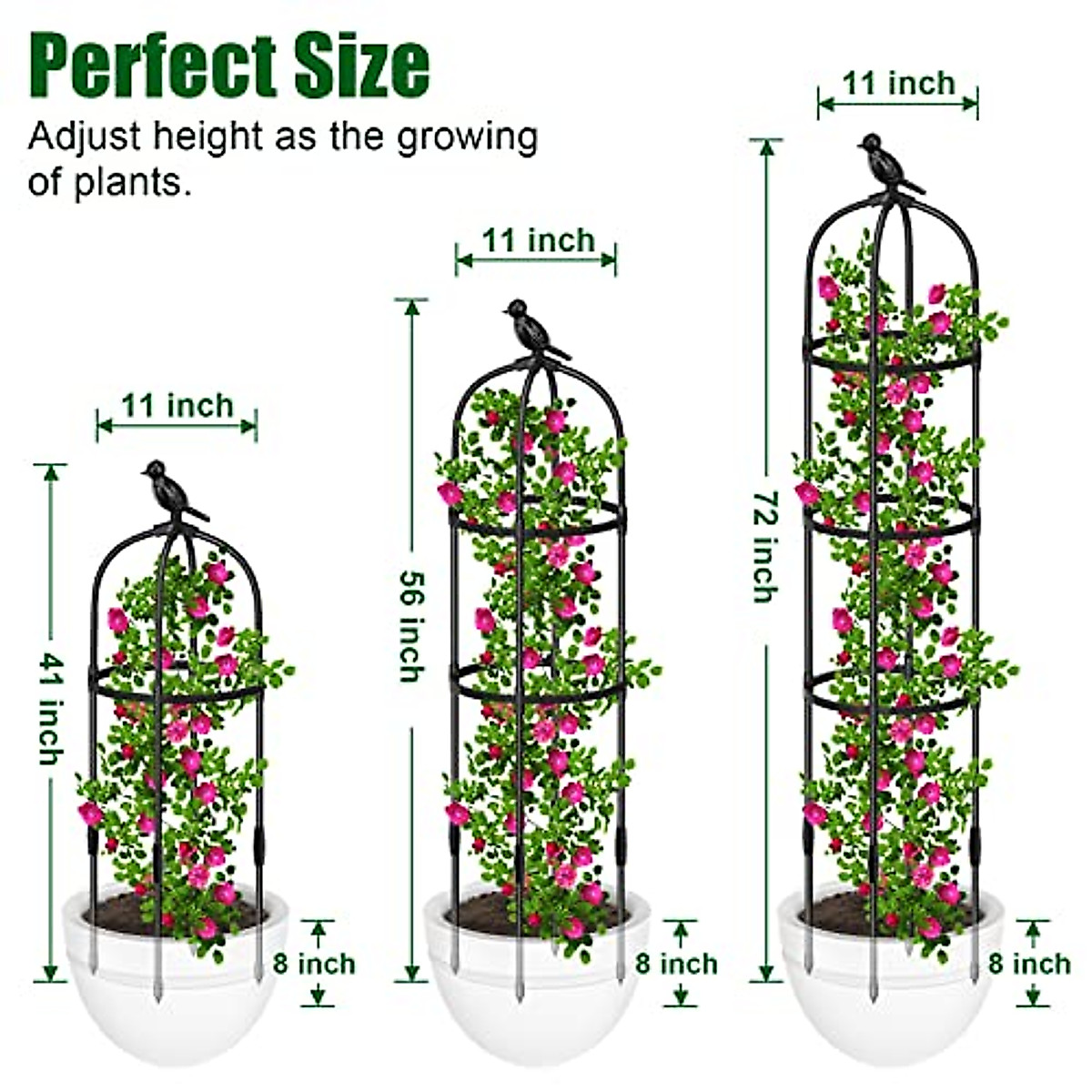 MYard 2 Pack Garden Obelisk Trellis, 6FT Tall Rustproof Climbing Plant Support, Garden Tower Trellis for Potted Plants Flowers Vegetable Vine Indoor Outdoor