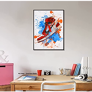 Hypebeast Red Sneaker Poster – (12x16 Inch) Unframed – AJ Wall art, Hypebeast Room Decor, Michael Jordan Poster, Sneaker Air Gym Shoes Shoebox Collection Aesthetic Cool Poster for Teen Boys Guys Men Room Dorm Bedroom Wall Decor by LIYA Design Prints