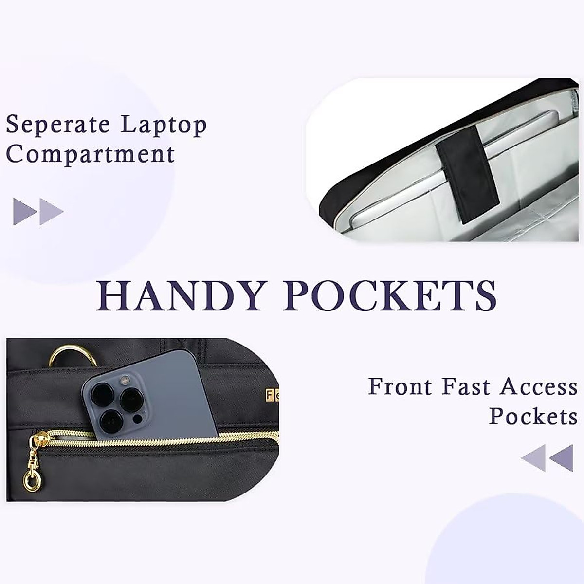 Ferkurn Laptop Bag Case 14 15 15.6 Inch Women Men Computer Bag for Dell Inspiron XPS/HP Pavilion/Surface/Lenovo Thinkpad Ideapad/ASUS Vivobook/Acer Chromebook,Shoulder Briefcase Messenger Case,Black