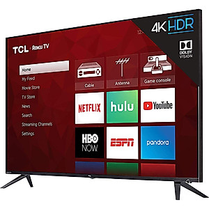 TCL 75R617 75-inch 6-Series 4K UHD Dolby Vision HDR Roku Smart TV Bundle with 37-70-inch Low Profile Wall Mount Kit, Deco Gear Wireless Keyboard and 6-Outlet Surge Adapter with Night Light