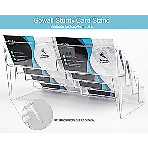 Gowall Business Card Holder, 8 Pocket Acrylic Business Card Holder for Desk Clear Business Card Stand Desktop Business Card Holders Plastic Business Card Display for Exhibition, Home and Office