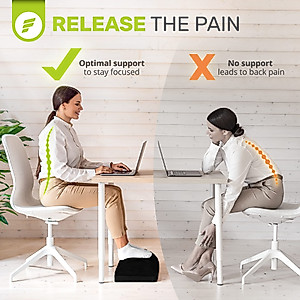 ErgoFoam Adjustable Desk Foot Rest for Added Height - Orthopedic Teardrop Design - Large Premium Under Desk Footrest - Most Comfortable Foot Rest Under Desk for Lumbar, Back, Knee Pain (Black)