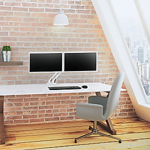 Ergotron – MXV Dual Monitor Arm, VESA Desk Mount – for 2 Monitors Up to 24 Inches, 7 to 20 lbs Each – White