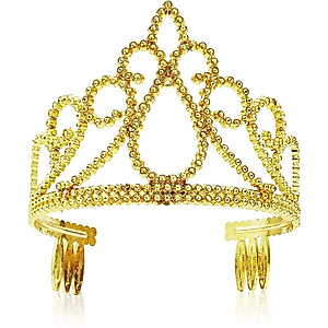 BLUE PANDA 12 Pack Gold Tiara for Girls, Princess Dress Up Crown for Kids Costume Birthday Party Favors in Bulk