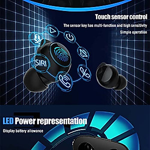 Wireless Earbuds 5.3 Bluetooth Premium Fidelity Sound Quality Digital LED Display Charging Case,IPX7 Waterproof Built-in Mic Sport Earbuds, Smart Earbuds for All Smart Devices Voice Assistant Black
