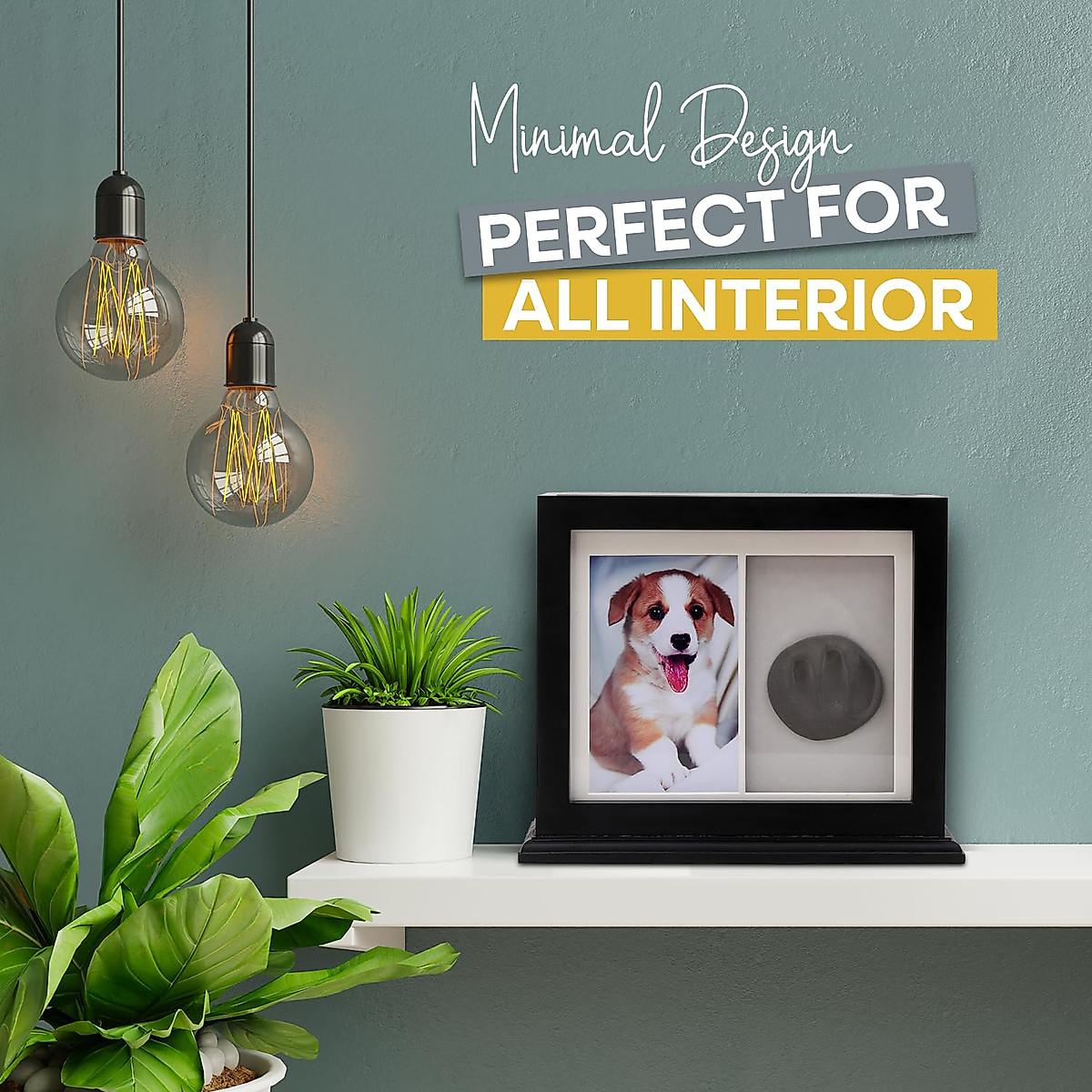 NIMBIO Dog Urns for Ashes, Pet Urn, Cat Pet Urn with Photo Frame and Paw Print Kit Sturdy Space 11.6 x 5.9 x 9.8 in | Premium Pine Wood Pet Urns | Two Bags for Ashes + Plaque for ID