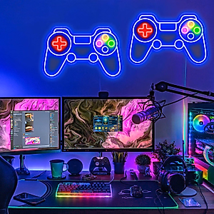 GGK Game Controller Neon Sign for Gamer Room Decor Gamer Gifts for Teen Boys Room Decor Upgraded Gaming Lights Game Console Neon Light Game Room Sign for Bedroom Wall Decor (Gamepad)