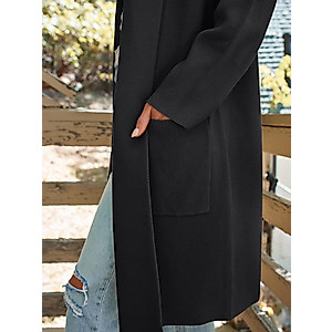 LILLUSORY Women's Long Dressy Cardigan Sweaters Fall Oversized Coatigan Jackets 2025 Knit Business Casual Winter Coats Black S