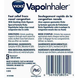 Vicks Inhaler for Quick Relief from Blocked Nose 0.5ml - Pack of 5