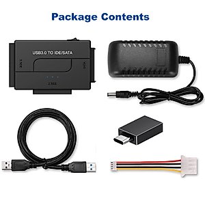 USB 3.0 to SATA IDE Hard Drive Reader, YINNCEEN External Hard Drive Ultra Recovery Converter Universal Hard Drive Adapter Kit for 2.5/3.5 HDD/SSD Hard Drive Disk, Include 12V/2A Power Adapter