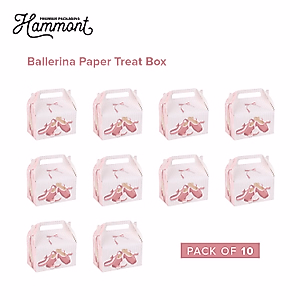 Hammont Ballerina Party Favor Treat Boxes - 10 Pack - Baby Shower & Girls Birthday Décor- Ballerina Gable Boxes, Cookie Box for Gift Giving, Princess Ballerina Party Decorations - 6.25x3.75x3.5 Inches