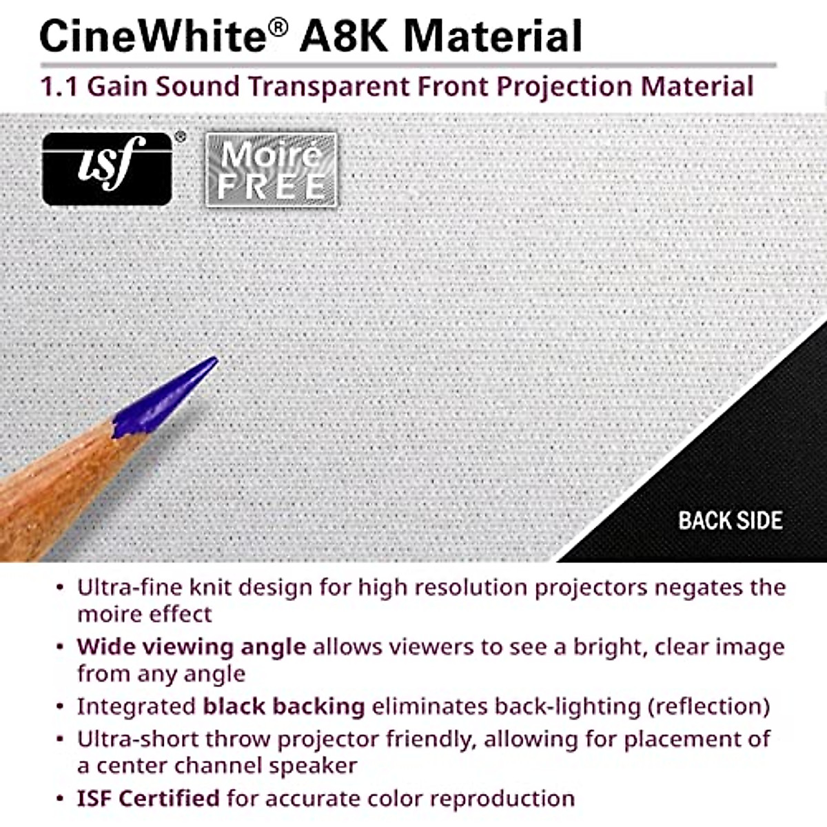 Elite Screens Aeon CineWhite A8K, 135" Diag, 16:9 Aspect Ratio, ISF Certified 8K Ultra HD Home Theater Fixed Frame Edge Free Projection Sound Transparent Perforated Weaved Screen, AR135H-A8K
