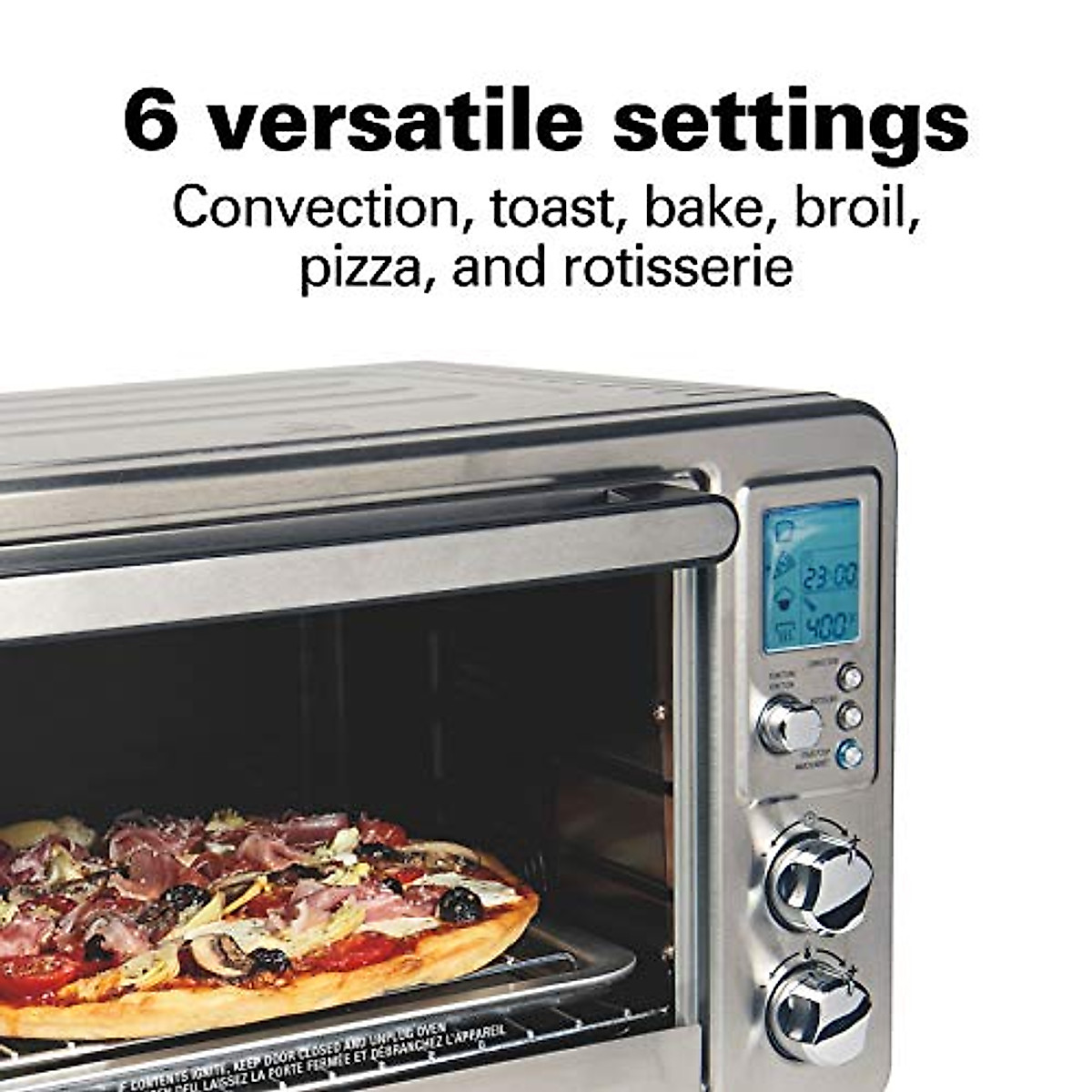 Hamilton Beach 31190C Digital Display Countertop Convection Toaster Oven with Rotisserie, Large 6-Slice, Stainless Steel