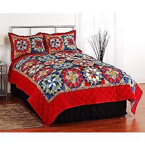 Mainstays Shooting Star Country Quilt & 2 Shams Bedding Set - Queen / Full Size Bed Set