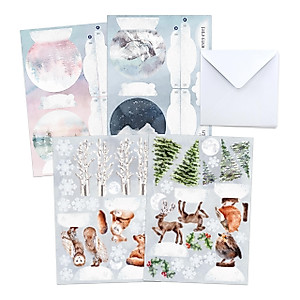 Katy Sue Watercolor Christmas Animals Die-Cut Pop-Up Card Making Kit for Adults. Makes 12 Cards with Festive Animals. Contains 12 Cards, 12 Sheets of Elements, & 12 Envelopes for Card Making Supplies