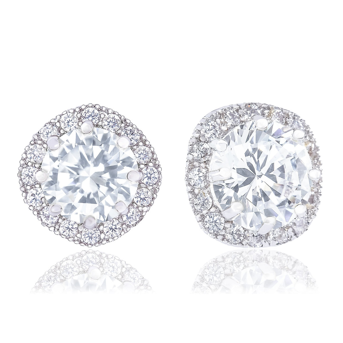 ORROUS&CO 18K Gold Plated CZ Simulated Diamond Stud Earrings for Women, Hypoallergenic, 1.9 Carat