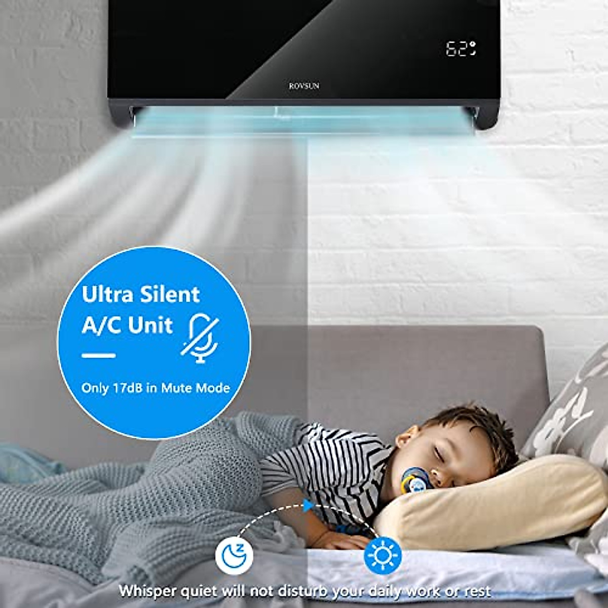 ROVSUN Wifi Enabled 12,000 BTU Mini Split AC/Heating System with Inverter, 19 SEER 115V Energy Saving Ductless Split-System Air Conditioner with Pre-Charged Condenser, Heat Pump & Installation Kit (Black Series)